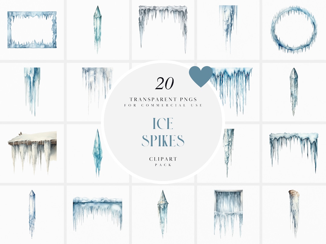 Watercolor Ice Spike Clipart, Freezing Ice Spikes Clipart, Freezing ...