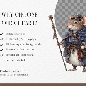 Watercolor Fairytale Mouse Clipart, Fantasy Mouse Clipart, Cute Pet ...