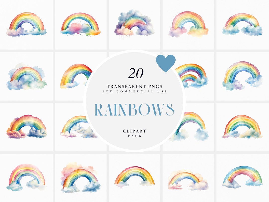 Watercolor Rainbow Clipart, Cute Rainbows Clipart, Children Nursery ...