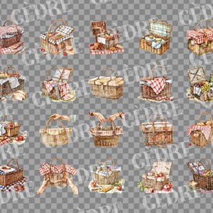 Watercolor Picnic Basket Clipart, Woven Baskets Picnic Clipart ...