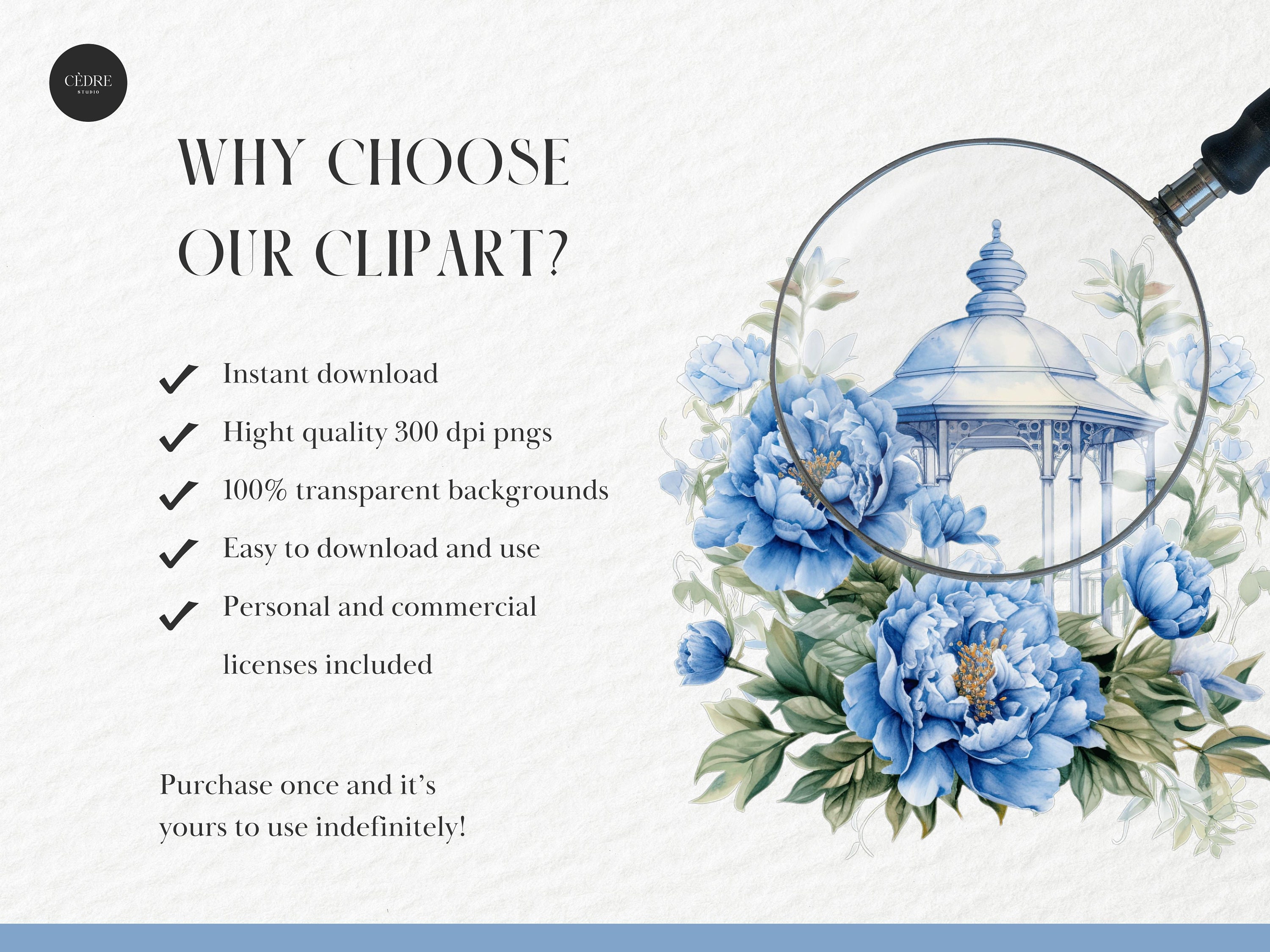 Watercolor Blue Peonies Clipart, Baby Blue Peony Clipart, Blue Floral ...