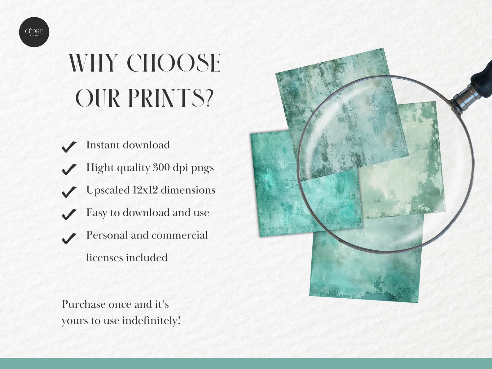 Pastel Turquoise Digital Textures, Watercolor Paper Digital Papers ...