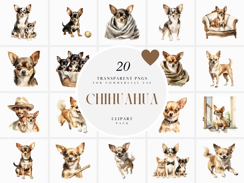 Watercolor Chihuahua Clipart, Chihuahuas Clipart, Puppies Toy Dog, Home ...