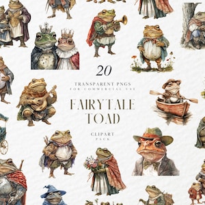 Watercolor Fairytale Toad Clipart, Fantasy Toad Character, World ...