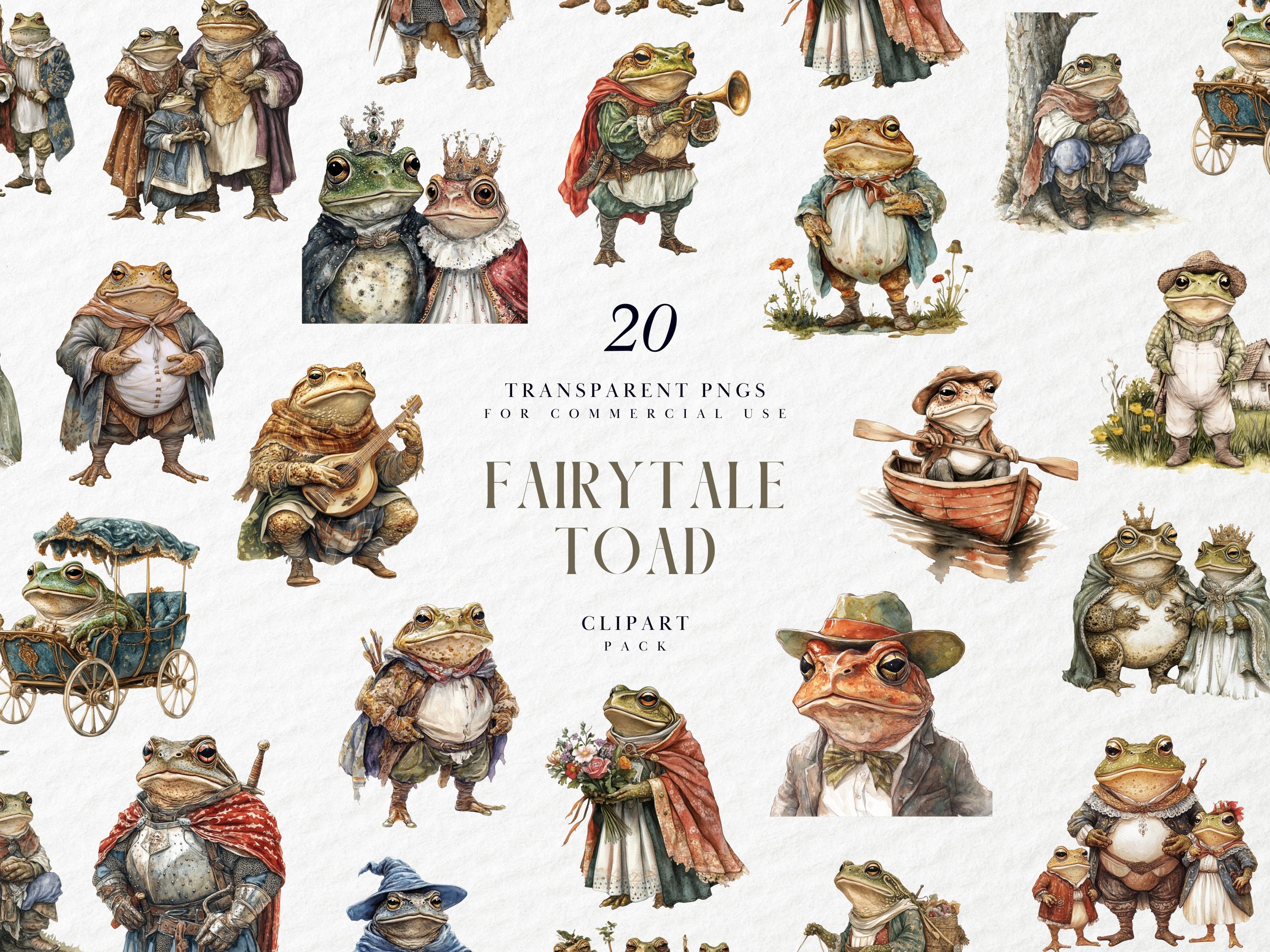 Watercolor Fairytale Toad Clipart, Fantasy Toad Character, World ...