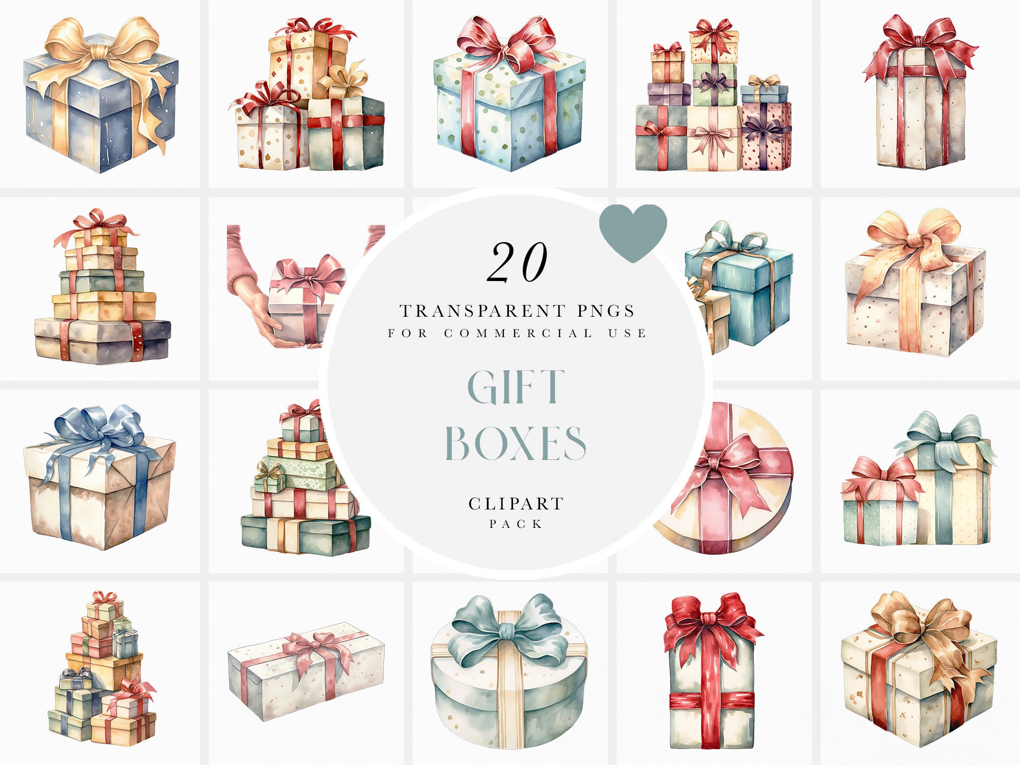 Watercolor Gift Box Clipart, Gift Boxes Present Clipart, Birthday ...