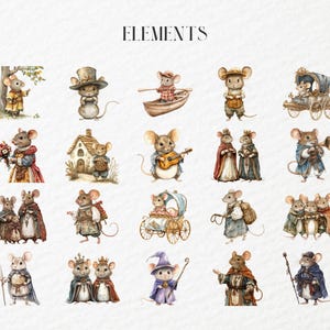 Watercolor Fairytale Mouse Clipart, Fantasy Mouse Clipart, Cute Pet ...