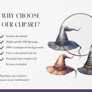 Watercolor Witch Hat Clipart, Fantasy Witch Clipart, Witchy Hats ...