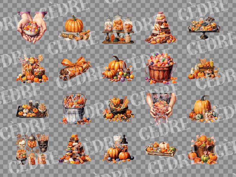 Watercolor Halloween Candy Clipart, Halloween Candies Clipart, Trick or ...