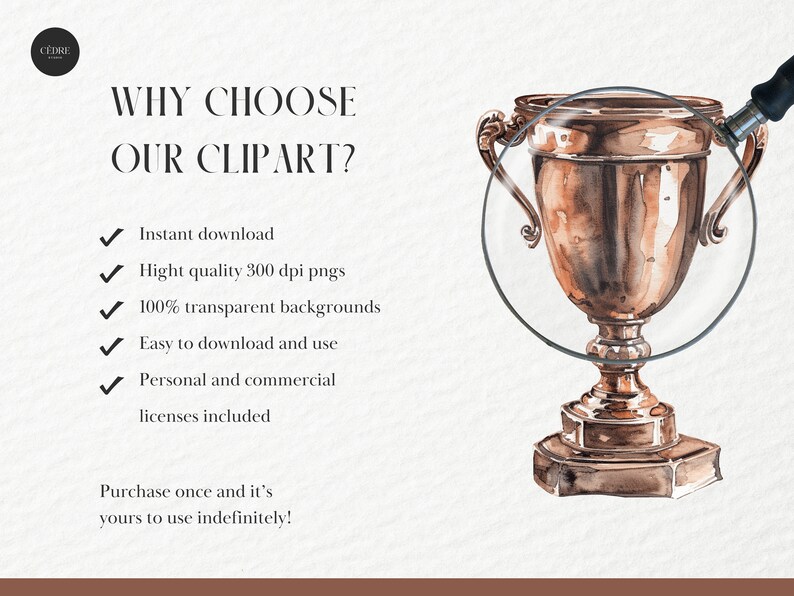 Watercolor Bronze Trophy Clipart, Victory Clipart, Winners Bronze ...