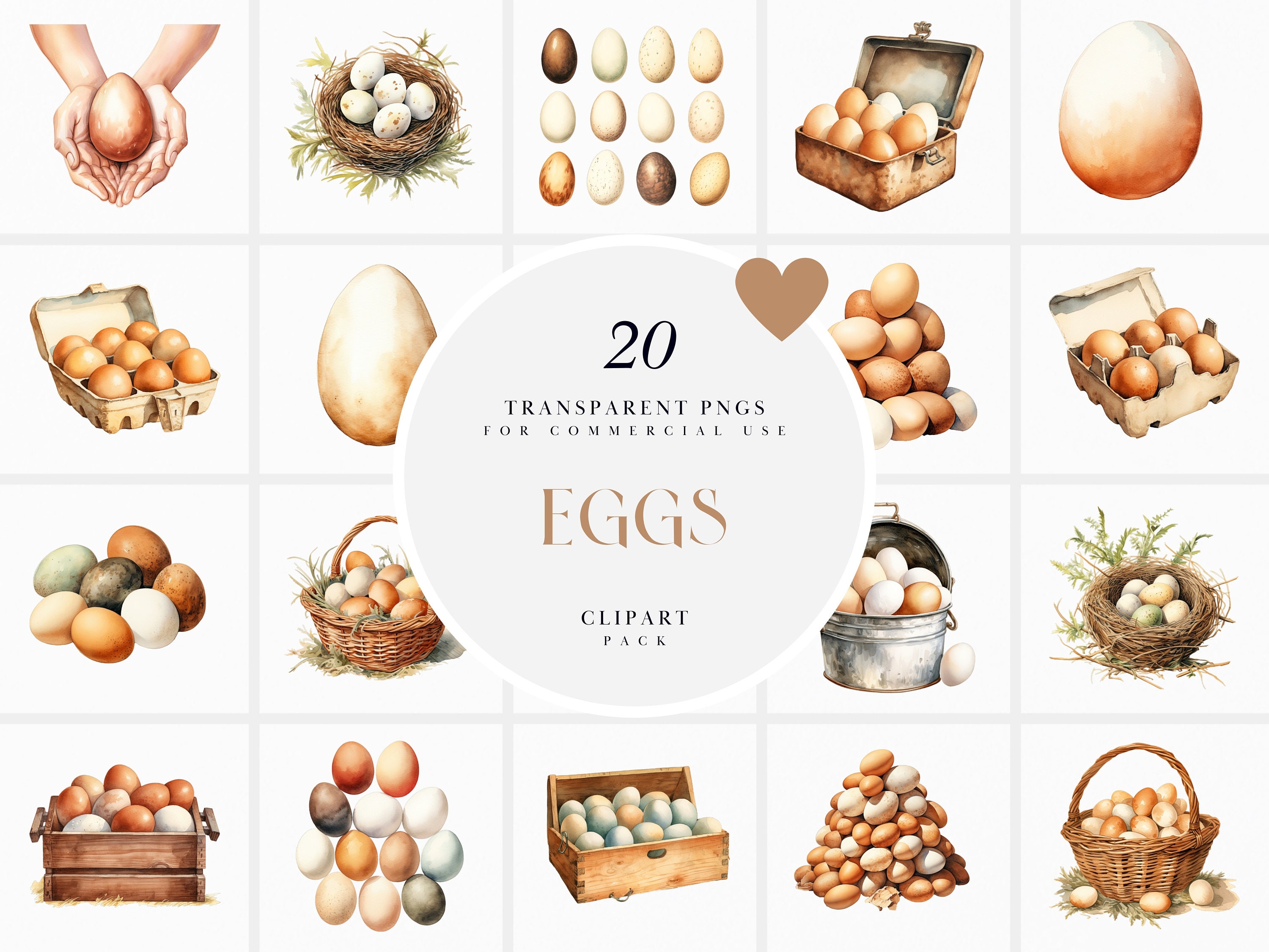 Watercolor Eggs Clipart, Chicken Eggs Clipart, Carton of Eggs Clipart ...