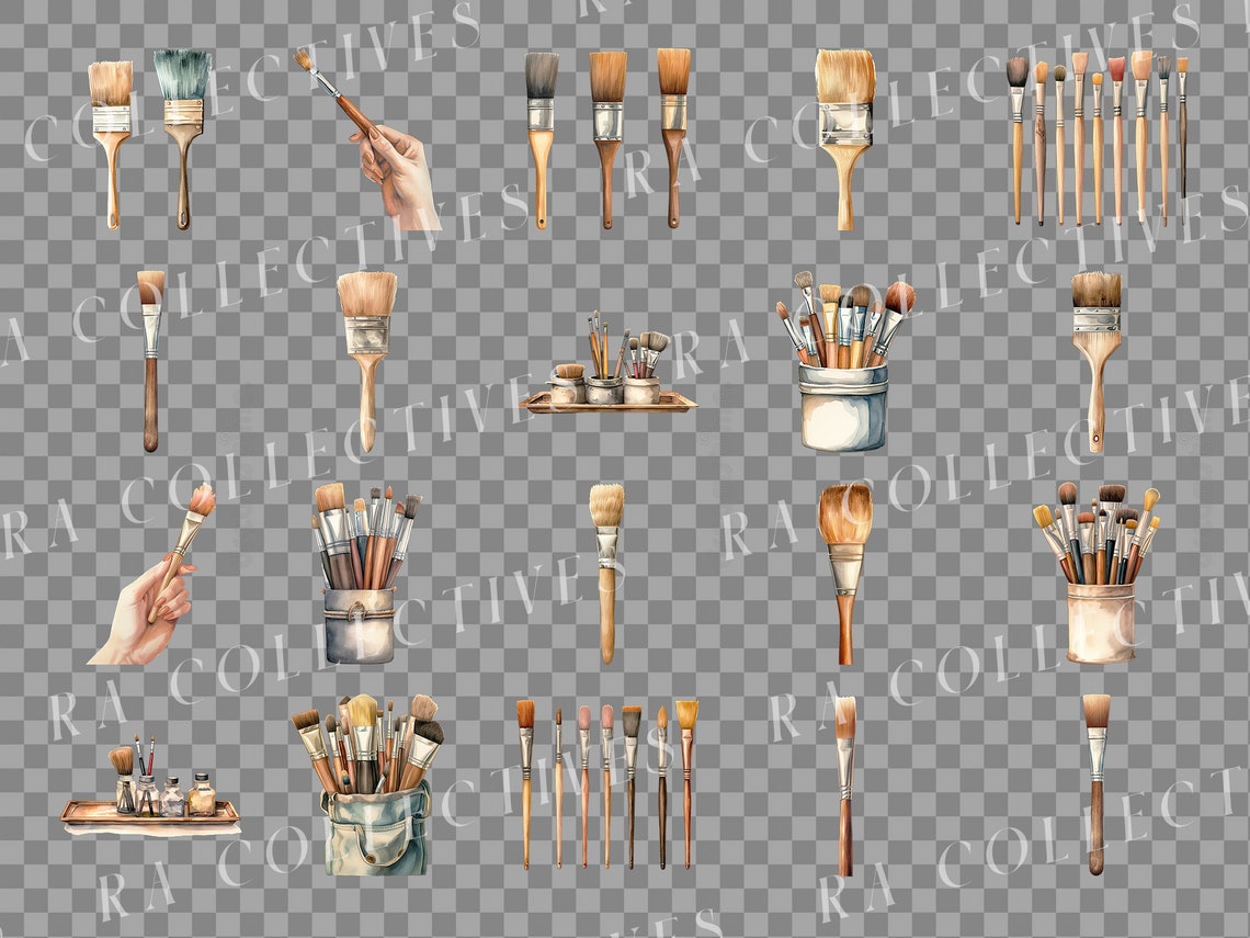 Watercolor Paint Brushes Clipart, Artists Paint Brush Clipart, Painting ...