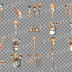 Watercolor Paint Brushes Clipart, Artists Paint Brush Clipart, Painting ...