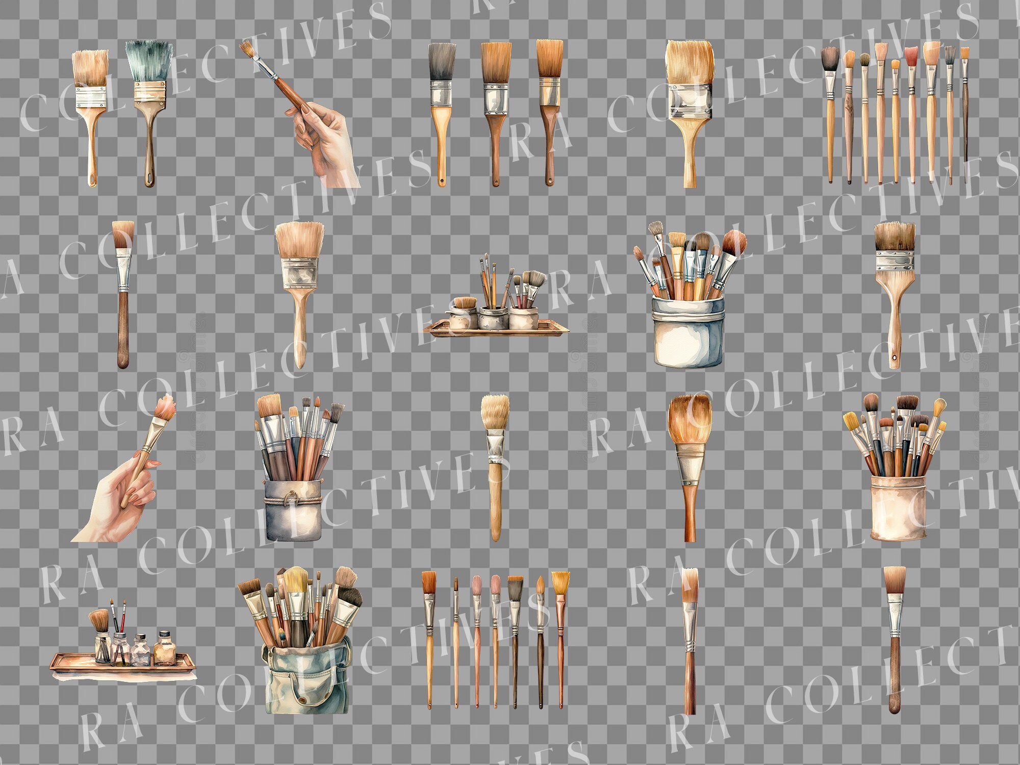 Watercolor Paint Brushes Clipart, Artists Paint Brush Clipart, Painting ...