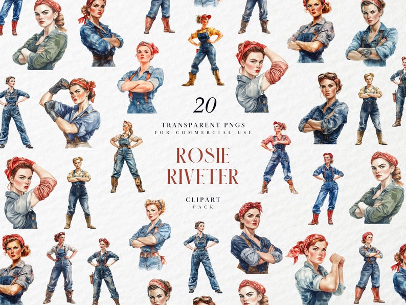 Watercolor Rosie Riveter Clipart, Strong Woman, Girl Power Poster Art ...
