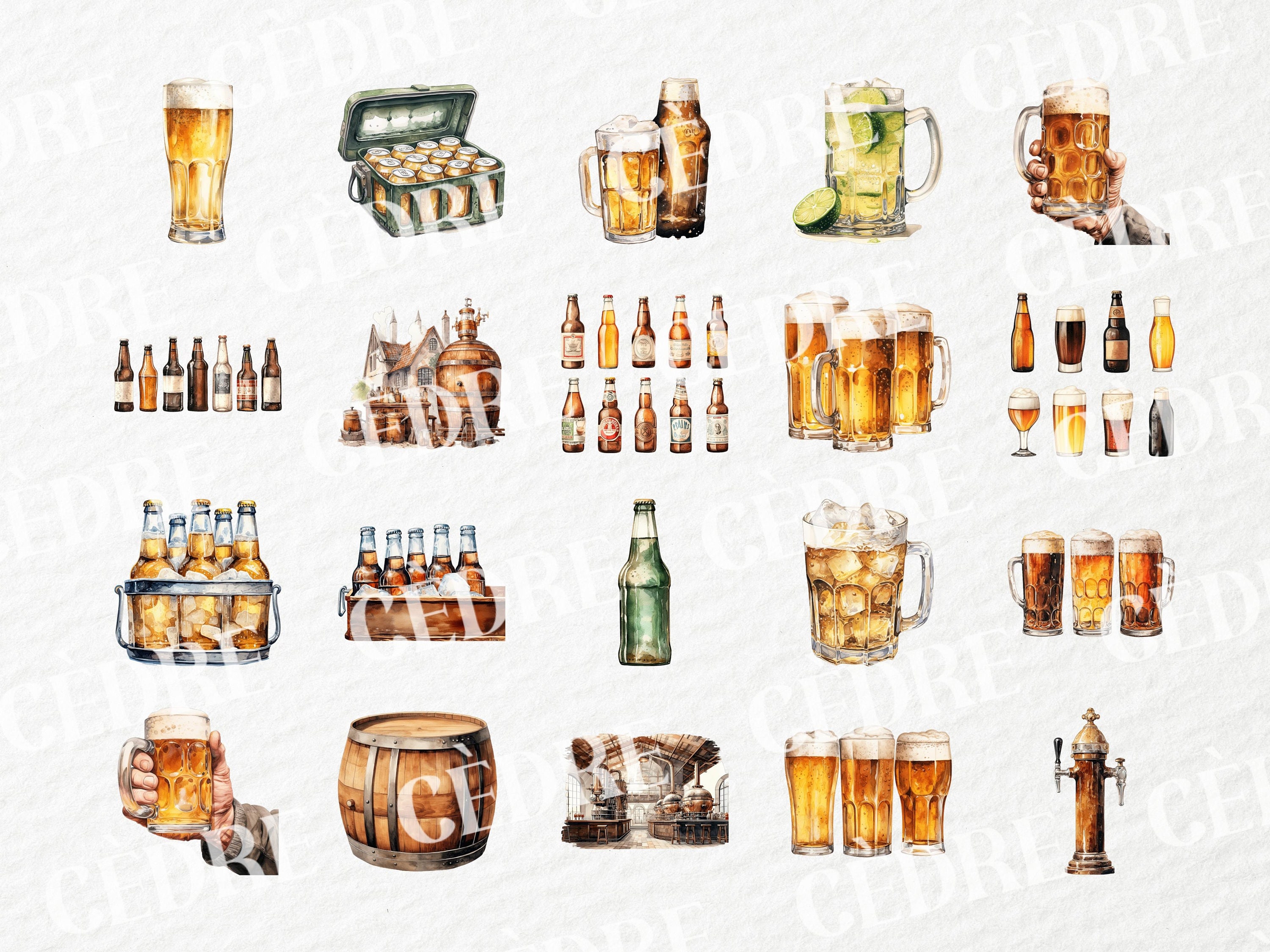 Watercolor Cold Beer Clipart, Cold Beers Drinks, Pub Clipart, Beer Can ...