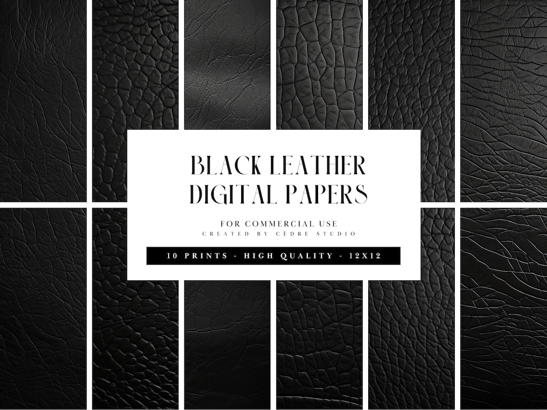 Black Leather Digital Papers, Black Leather Digital Patterns, Leather ...