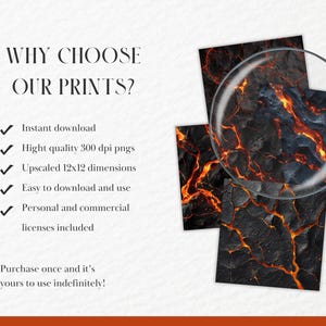 Molten Lava Digital Papers, Black Red Magma Digital Background, Digital ...