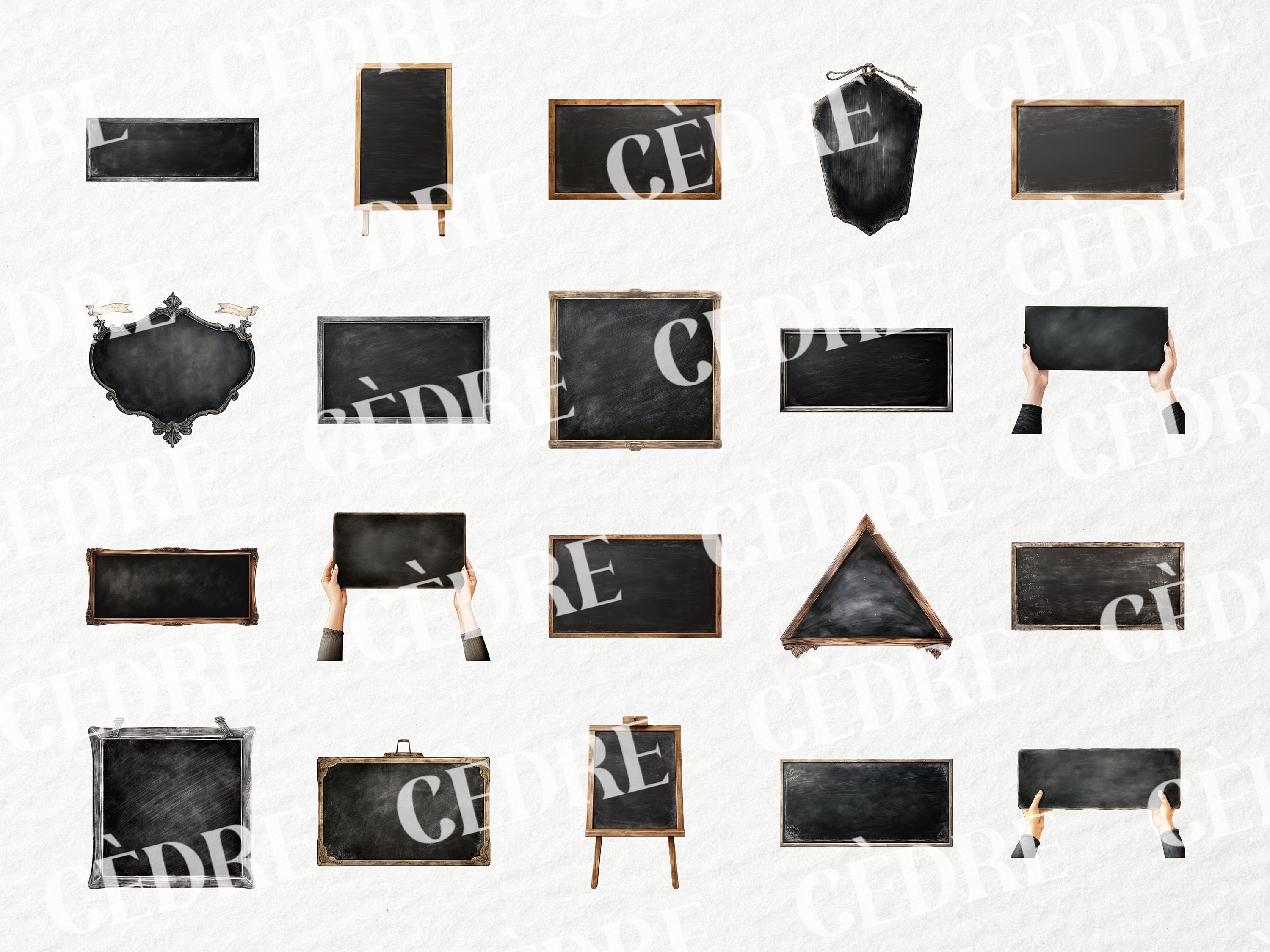 Watercolor Black Chalkboard Clipart, Black Chalkboards Chalk Clipart ...