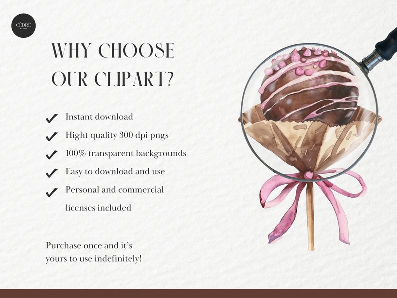 Watercolor Chocolate Cake Pops Clipart, Cake Pop, Xmas, Festive Holiday ...