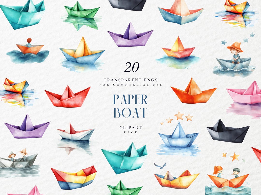 Watercolor Paper Boat Clipart, Kids Colorful Paper Boat, Childrens Toy ...