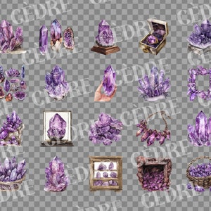 Watercolor Amethyst Clipart, Crystal Amethyst Stone Clipart, Violet ...