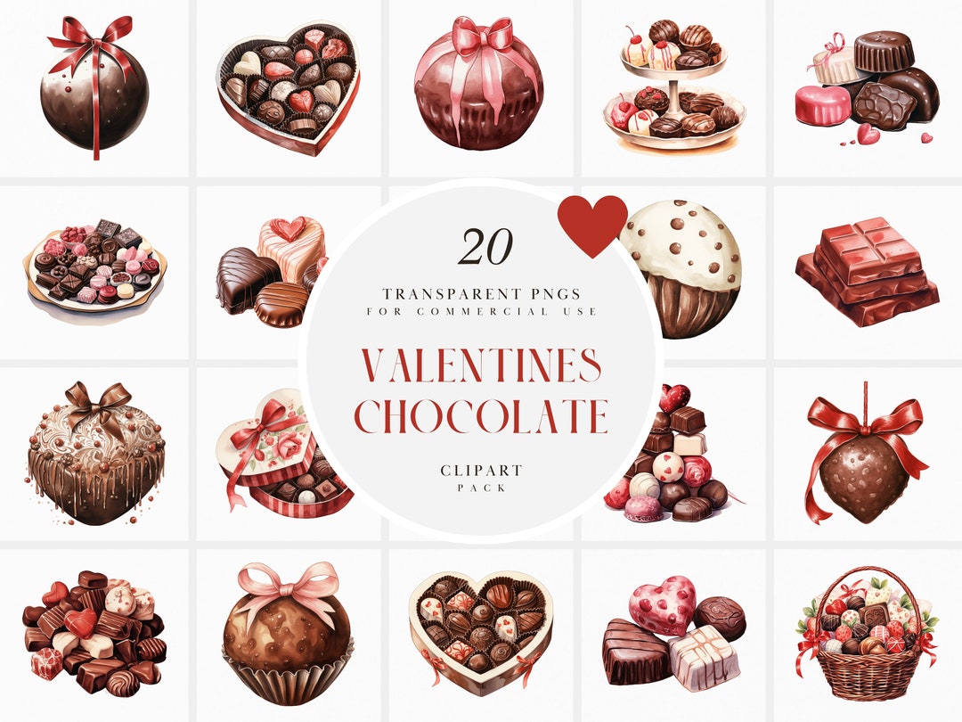 Watercolor Valentines Chocolate Clipart, Romantic, Gift, Chocolate Bar ...