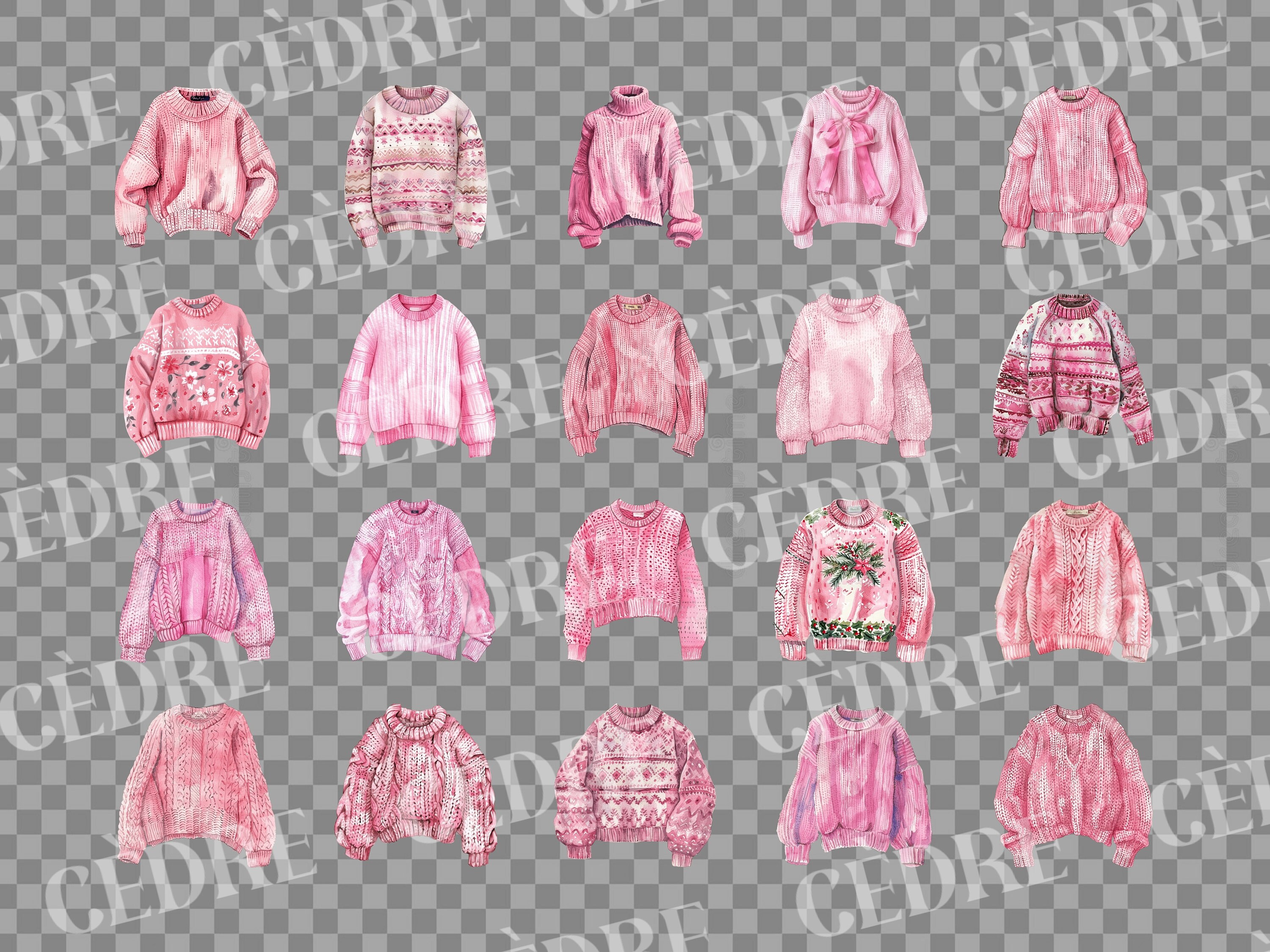 Watercolor Pink Sweater Clipart, Pink Sweaters Clipart, Knit Sweater ...