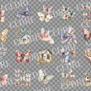 Watercolor Pastel Butterflies Clipart, Butterfly Clipart Bundle, Spring ...