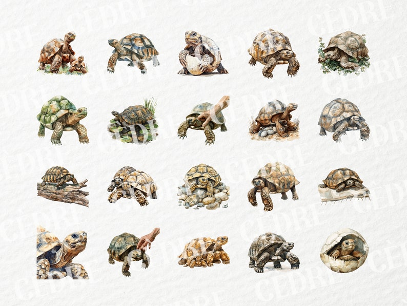 Watercolor Tortoise Clipart, Realistic Reptile Tortoises, Pet, Leopard ...