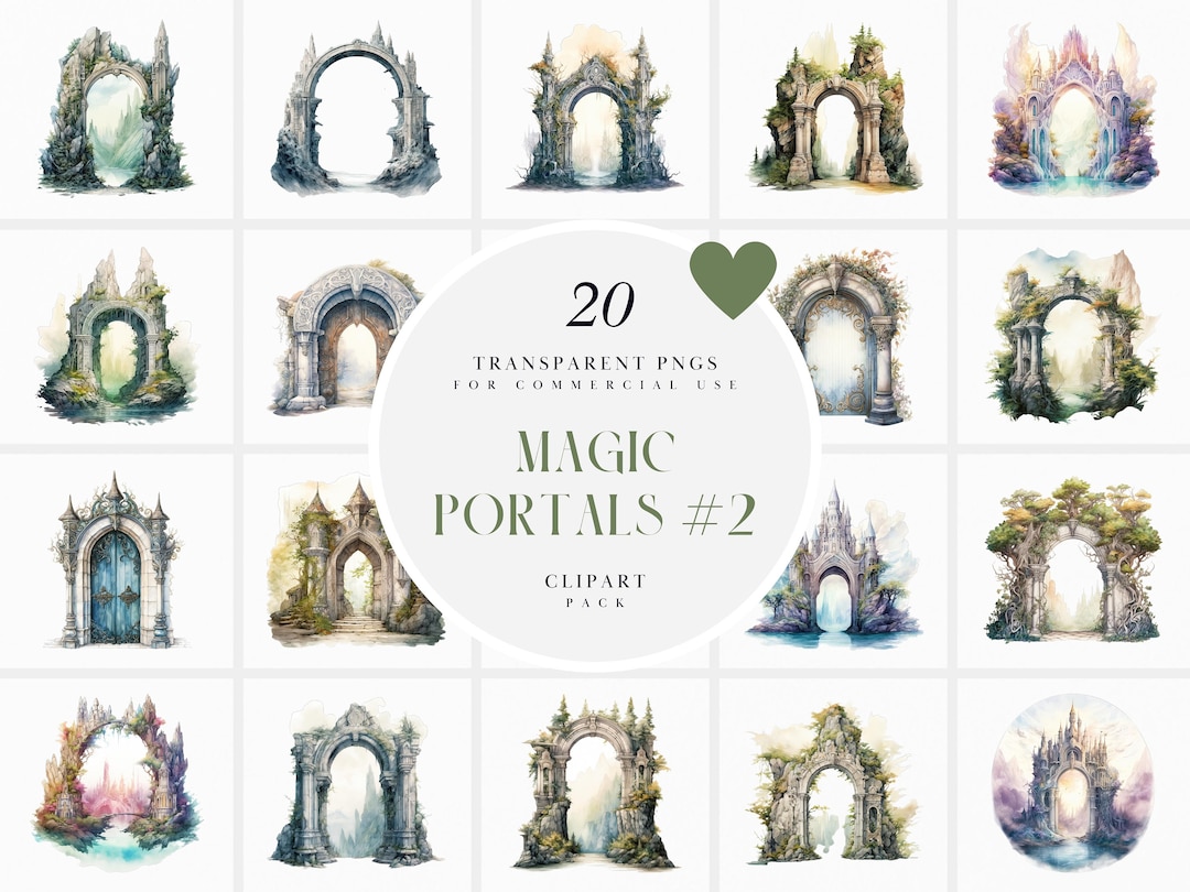 Watercolor Magical Portal Clipart, Fairytale Magic Portals Clipart ...