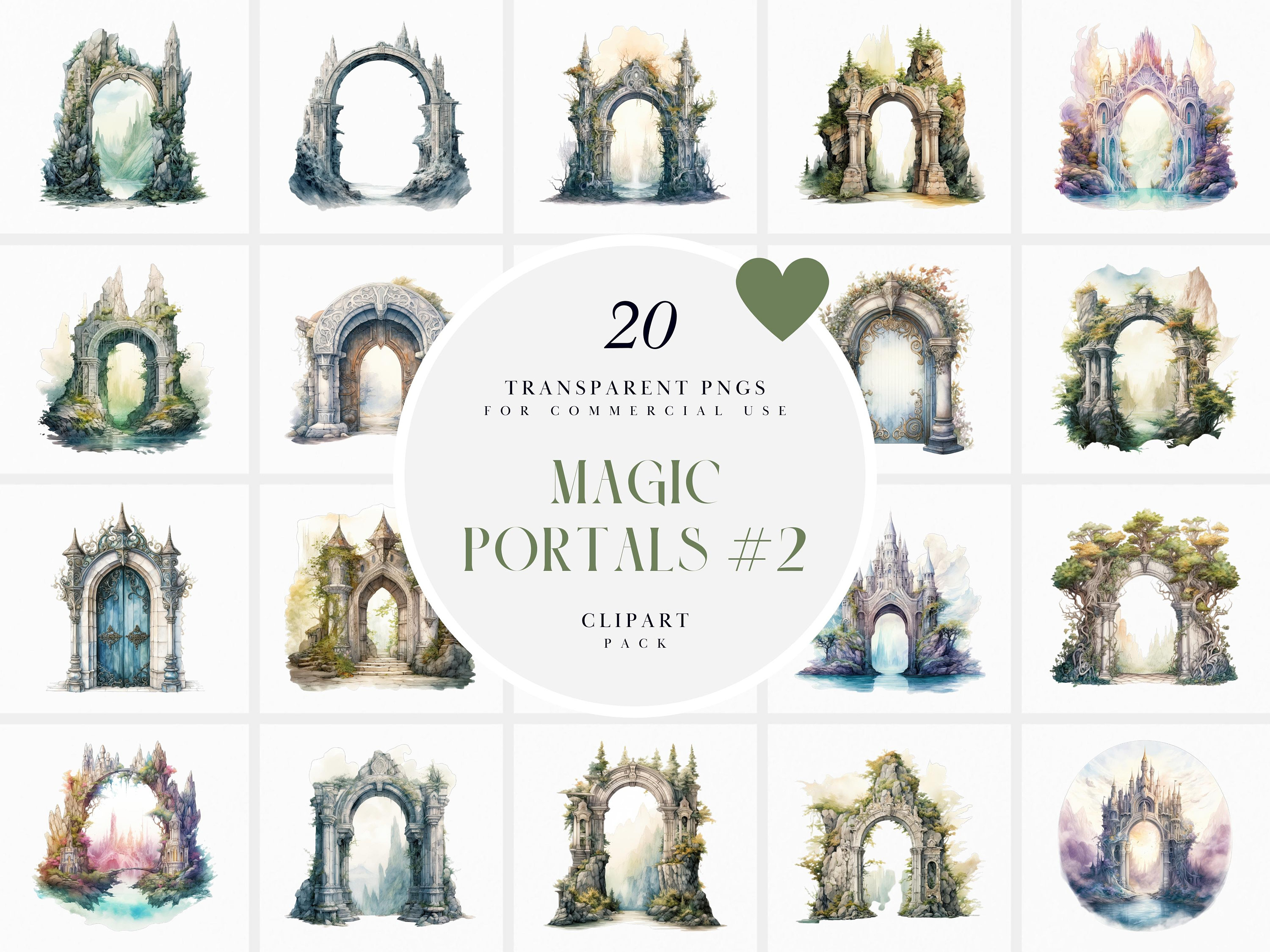 Watercolor Magical Portal Clipart, Fairytale Magic Portals Clipart ...