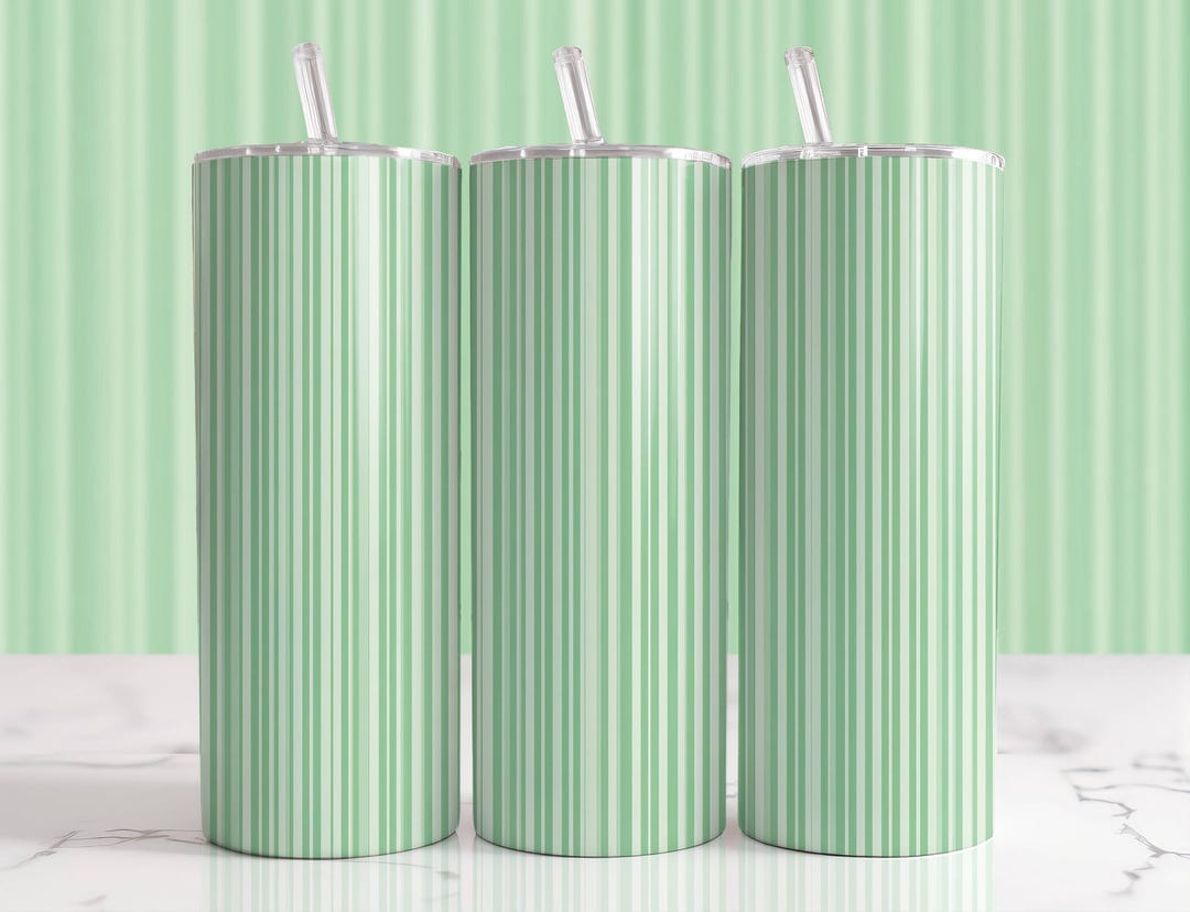20 Oz Skinny Tumbler Wrap, Green Vertical Stripe, Neat Lines, Straight ...