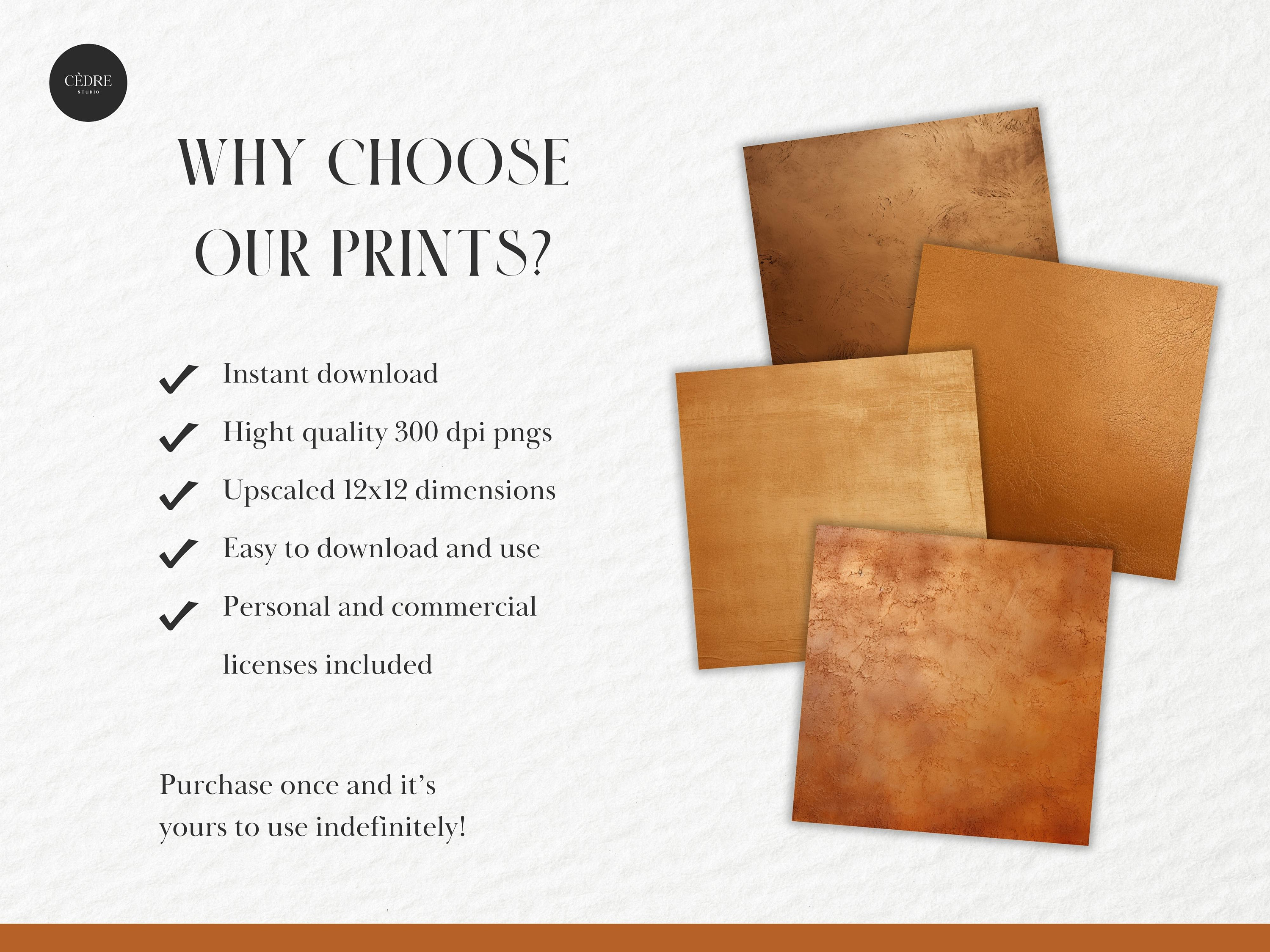 Textured Bronze Digital Papers, Bronze Metal Digital Patterns ...