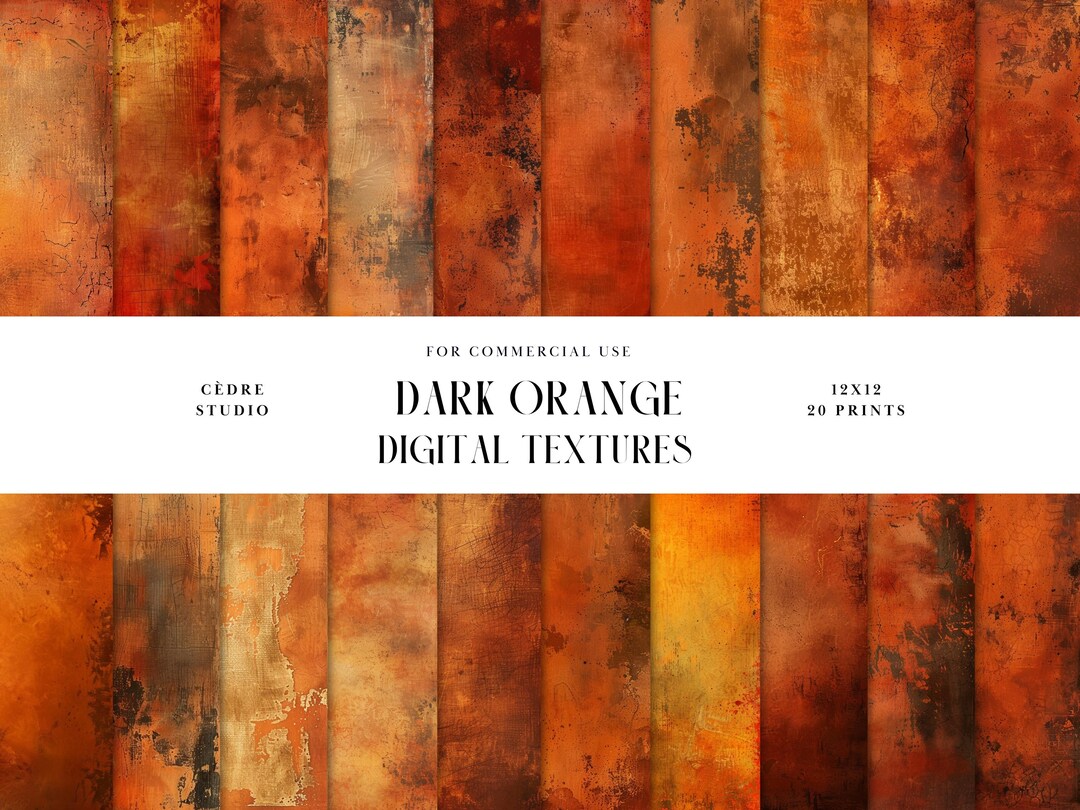 Dark Orange Digital Textures, Watercolor Paper Digital Papers, Digital ...