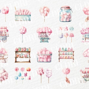 Watercolor Cotton Candy Clipart, Fluffy Cotton Candy Clipart, Pink ...