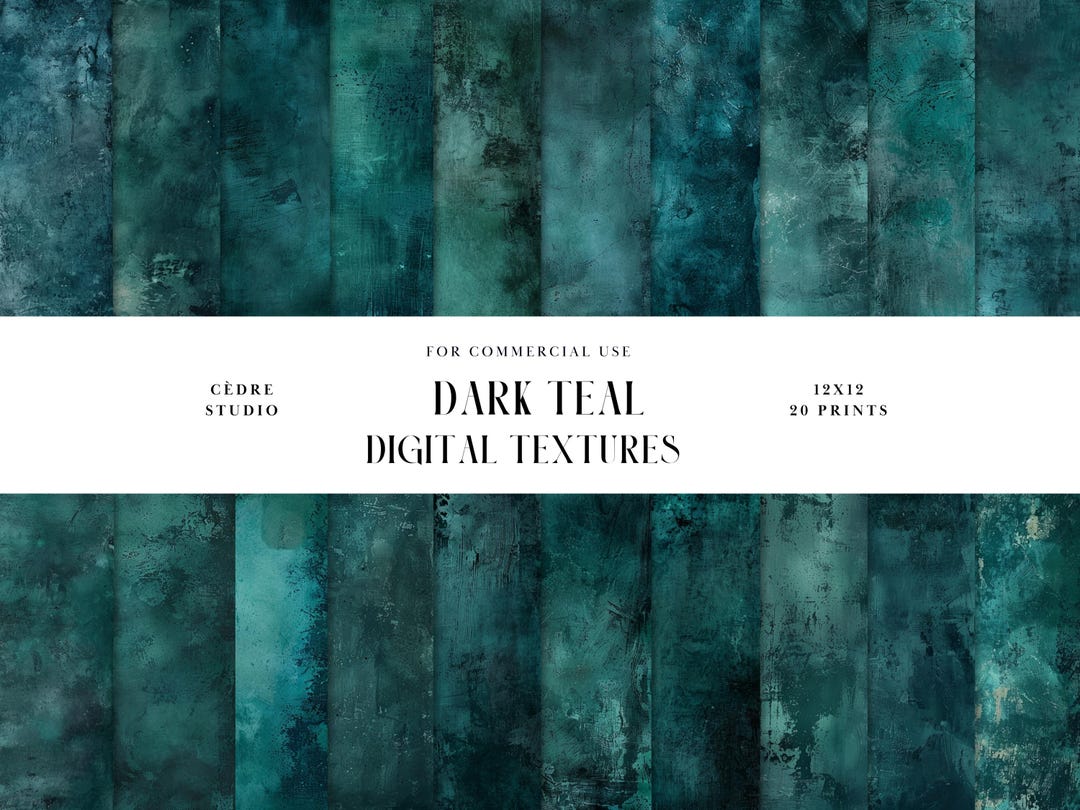 Dark Teal Digital Textures, Watercolor Paper Digital Papers, Digital ...