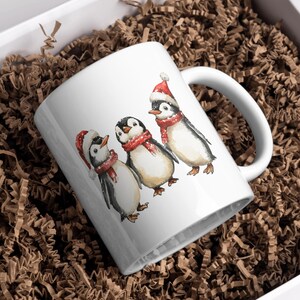 Watercolor Christmas Penguins Clipart, Cute Kids Illustration, Xmas ...