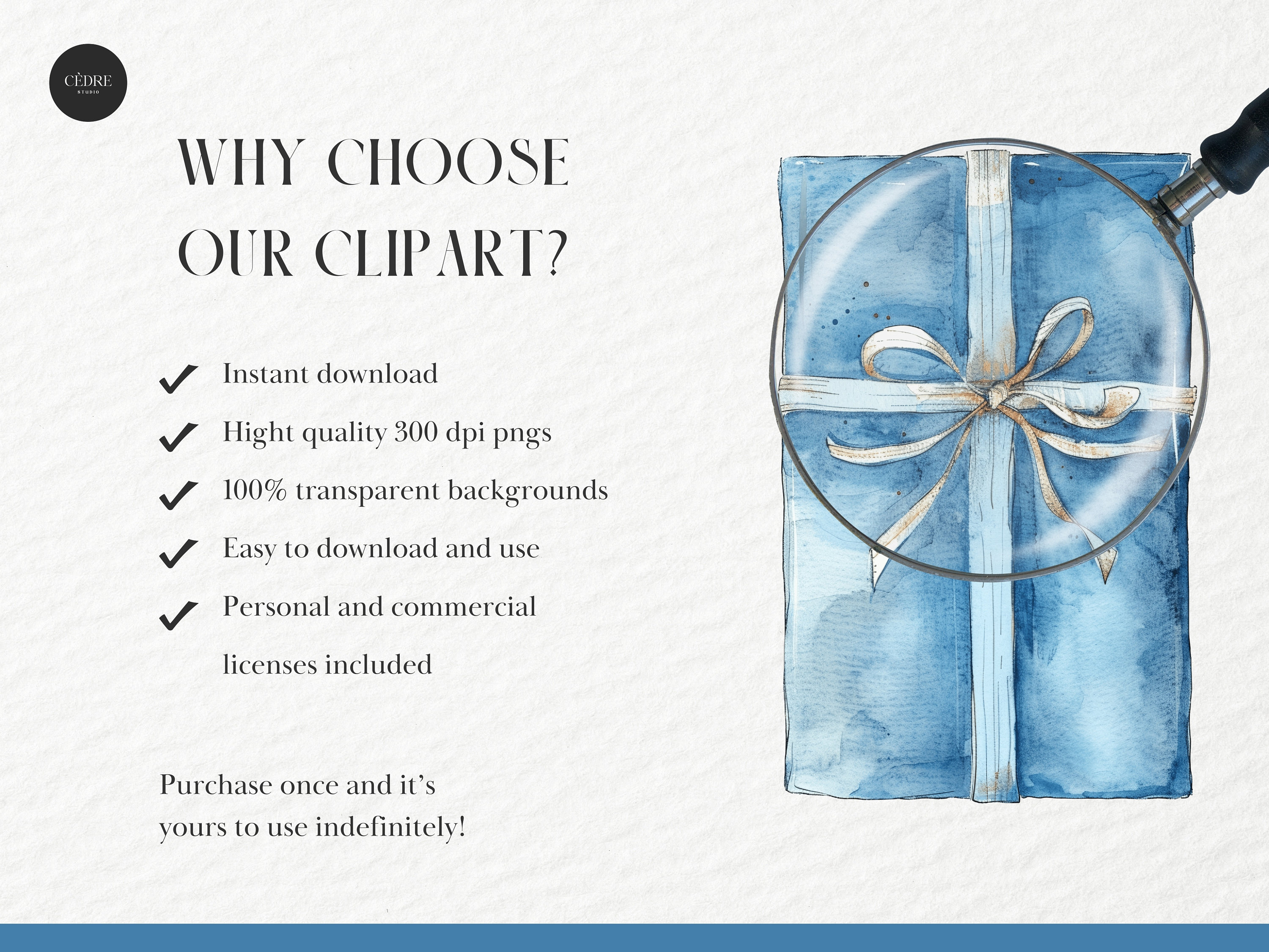 Watercolor Blue Gift Box Clipart, Blue Present Clipart, Wrapped Gift ...