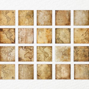 Aged Map Digital Papers, Stained Old Map Digital Patterns, Vintage Map ...