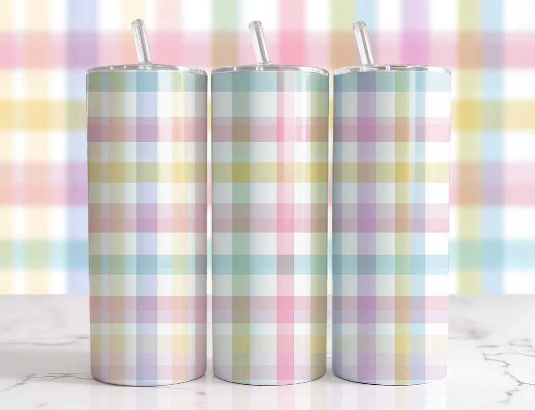 20 Oz Skinny Tumbler Wrap, Pastel Gingham, Classic Gingham, Straight ...