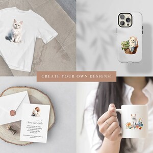 Watercolor White Cat Clipart, Cute White Cats Clipart, White Kittens ...