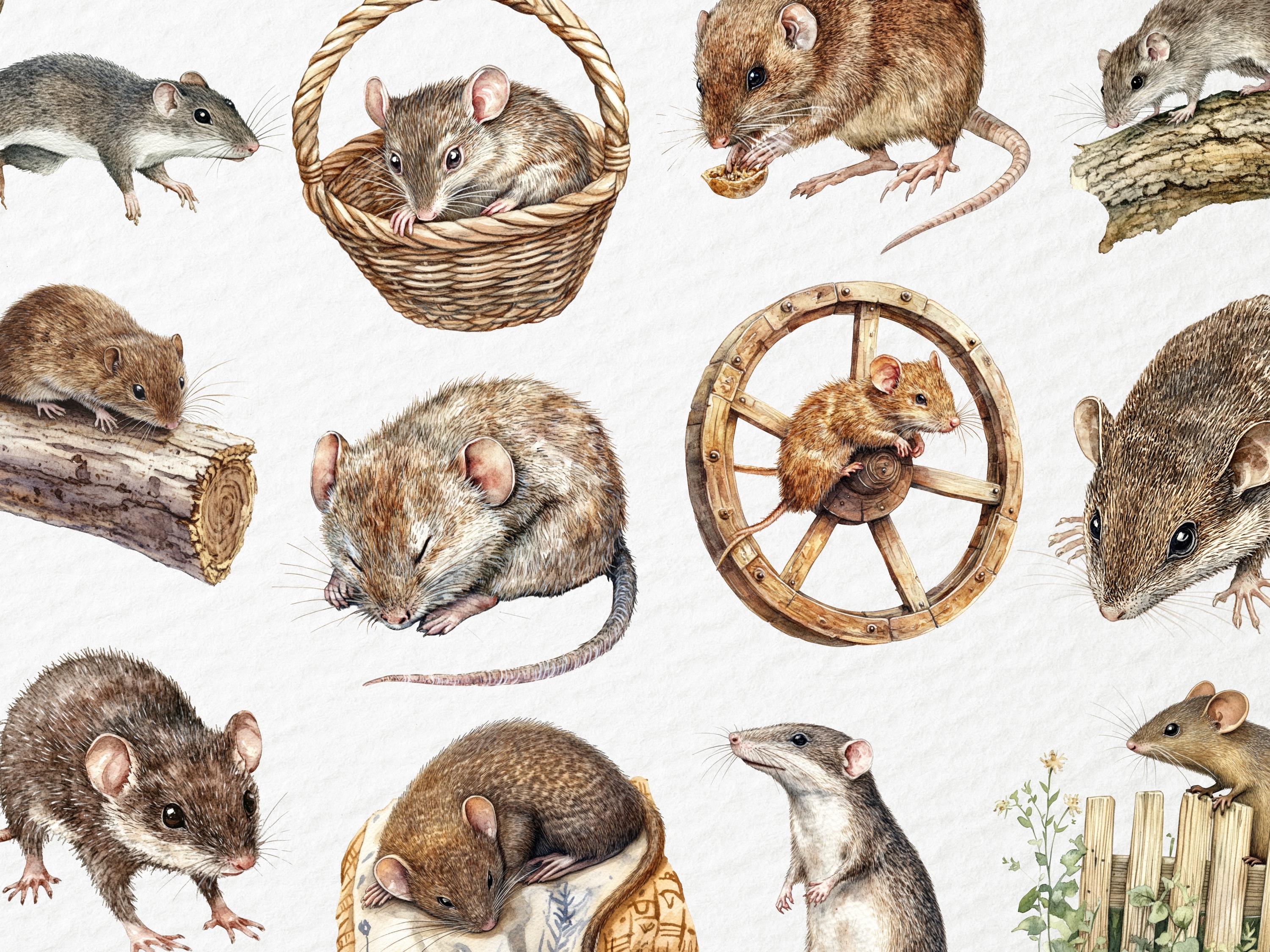 Watercolor Shrew Clipart, Mole Clipart, Pet Cute Baby Shrews, American ...