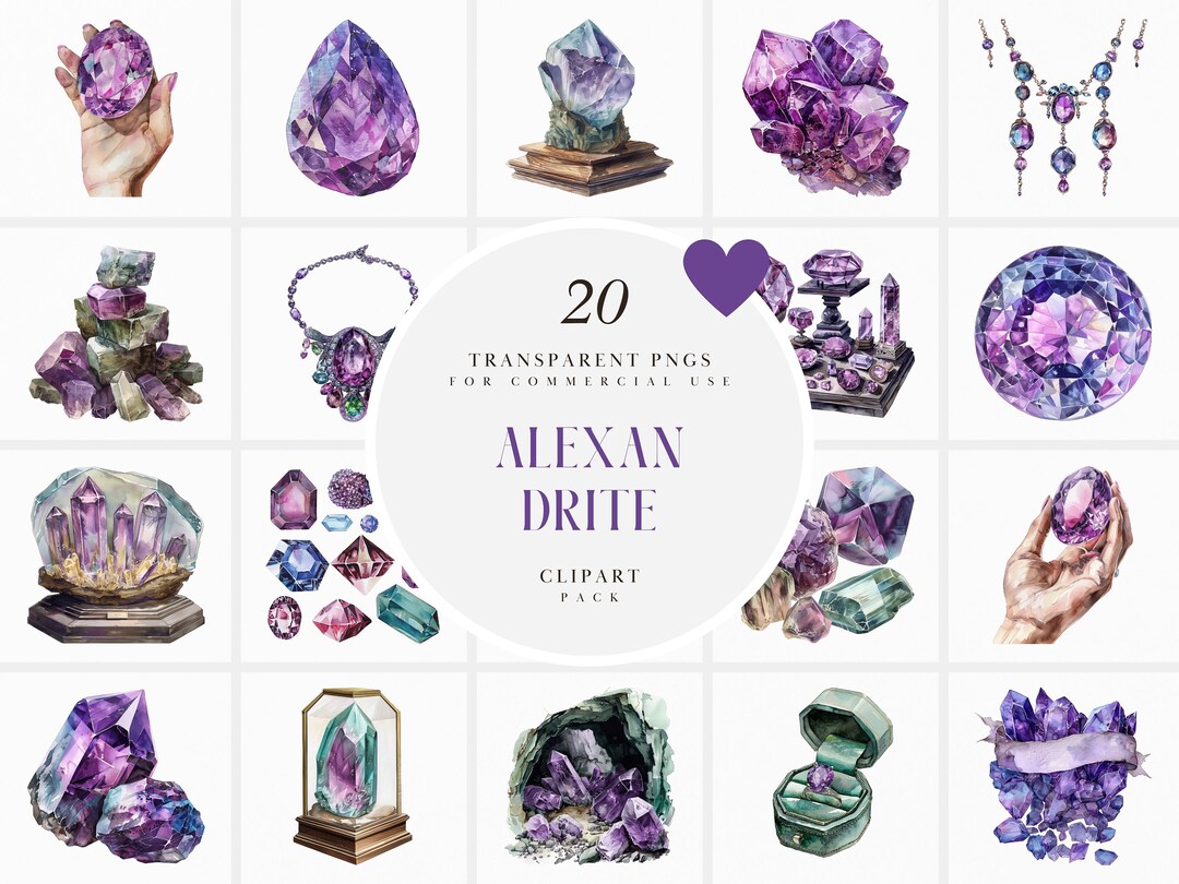 Watercolor Alexandrite Clipart, Crystal Alexandrite Stone Clipart ...