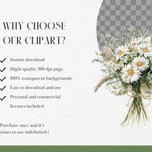 Watercolor White Floral Bouquet Clipart, Ivory Rose Boho Wedding ...