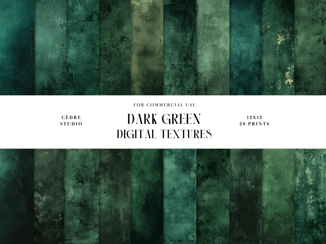 Dark Green Digital Textures, Watercolor Paper Digital Papers, Digital ...