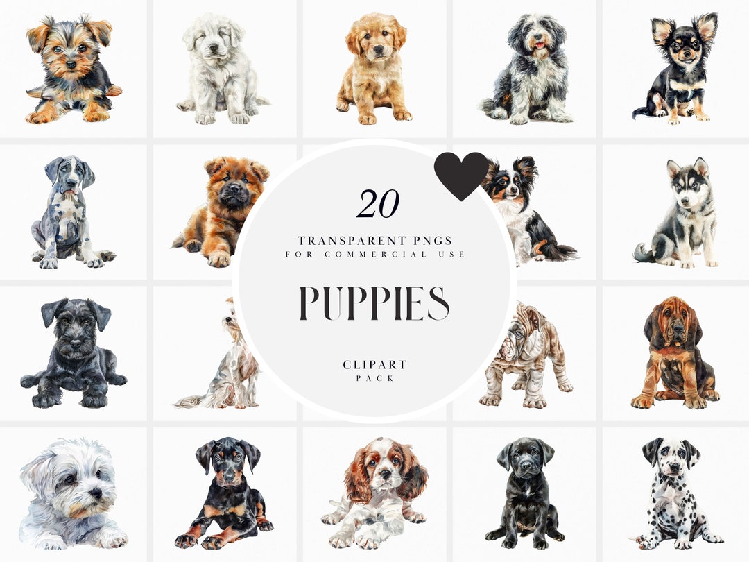 Watercolor Puppy Clipart, Cute Puppies Dogs Clipart, Dog Breeds, Home ...