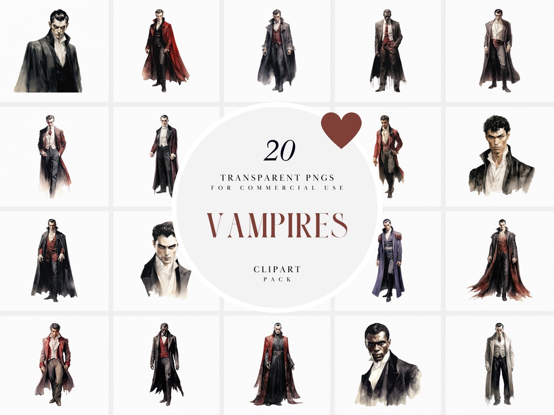 Watercolor Vampire Man Clipart, Gentlemens Mens Vampire Costume Clipart ...