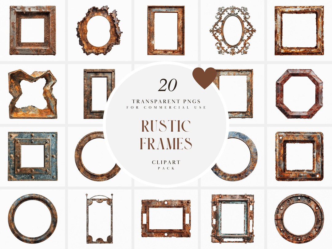 Watercolor Rustic Frames Clipart, Rusty Old Antique Photo Frame, Rust ...