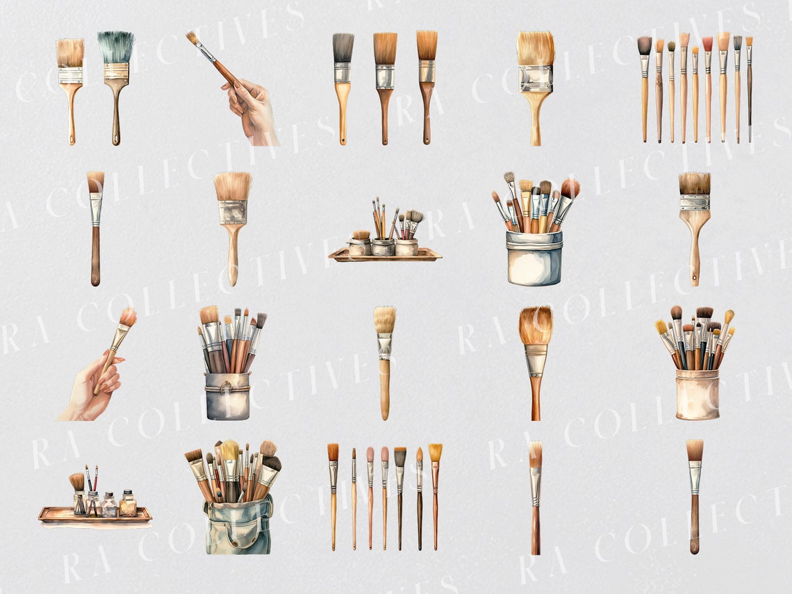 Watercolor Paint Brushes Clipart, Artists Paint Brush Clipart, Painting ...